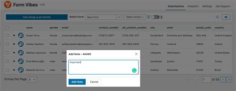 quickly add notes to the form submissions form vibes