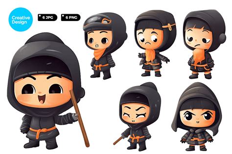Cute Ninja Illustration Pack Graphic By Creativedesign · Creative Fabrica