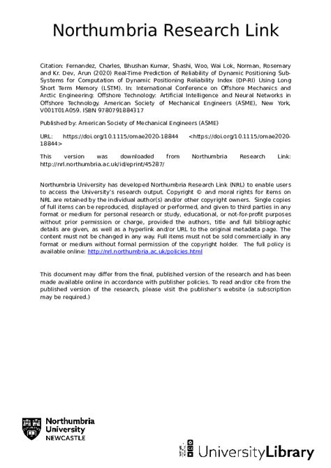 Pdf Real Time Prediction Of Reliability For Dynamic Positioning Sub