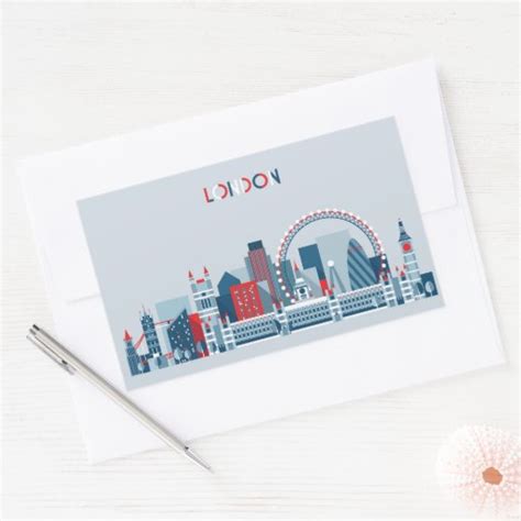 London England Red White And Blue Skyline Rectangular Sticker Zazzle
