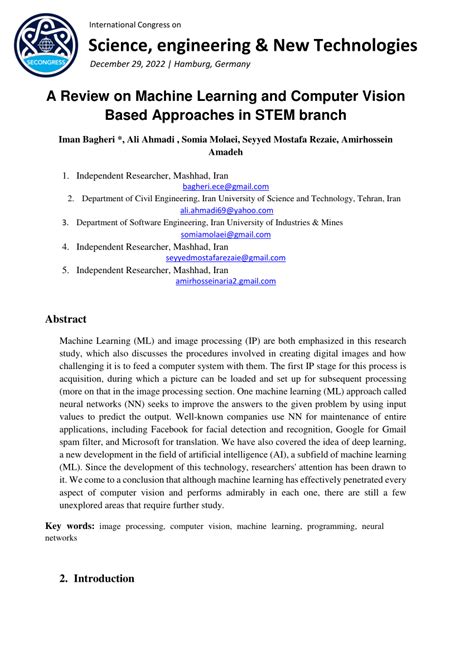 Pdf A Review On Machine Learning And Computer Vision Based Approaches In Stem Branch