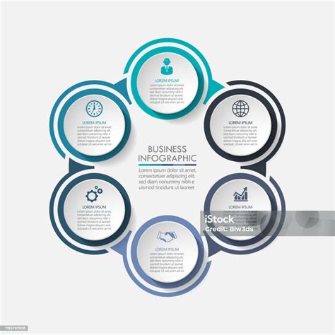 비즈니스 서클 추상 배경 템플릿을 위해 설계된 타임 라인 인포 그래픽 아이콘 0명에 대한 스톡 벡터 아트 및 기타 이미지 0명 6 개념 Istock