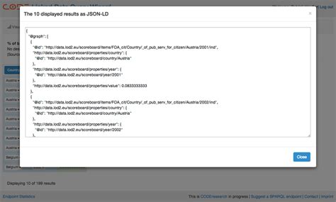 The Search Results Provided By The Linked Data Query Wizard Exported As