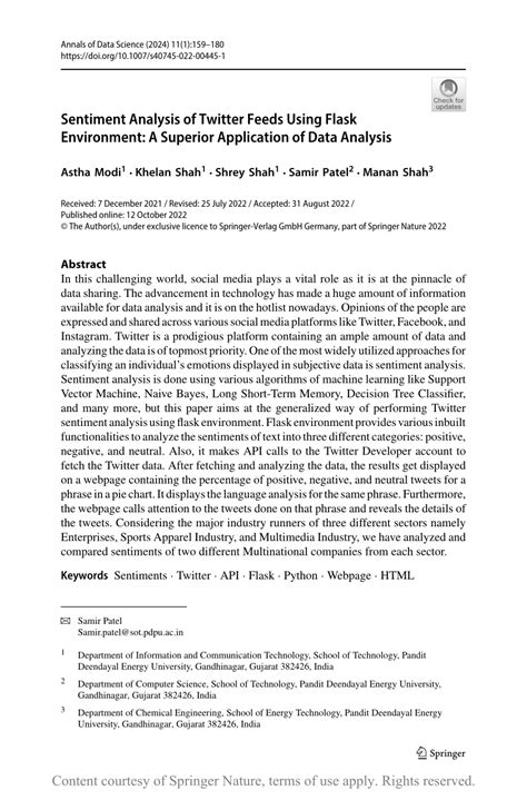 Sentiment Analysis Of Twitter Feeds Using Flask Environment A Superior