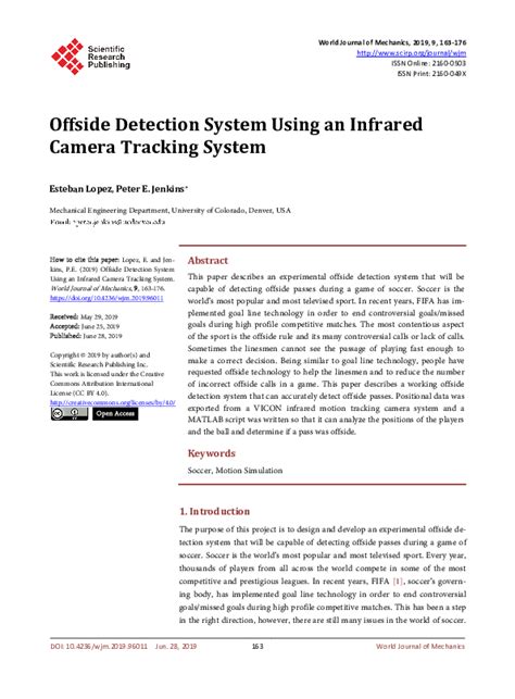 pdf offside detection system using an infrared camera tracking system