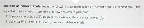 Solved Exercise 3 Indirect Proofs Prove The Following