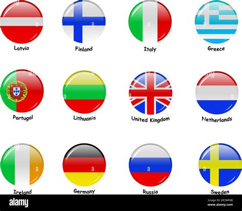 Vector Icons With Flages Of European Countries Part 1 Stock Vector