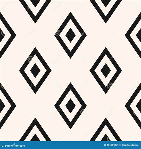 Diamond Pattern Vector Monochrome Geometric Seamless Texture With Rhombuses Stock Vector