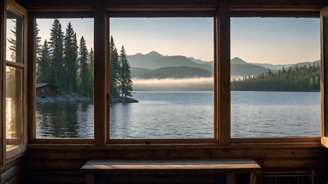 Lake View Zoom Background Virtual Office For Meetings Cozy Cabin