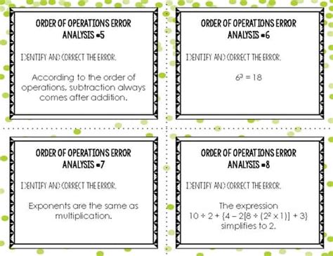 Free Order Of Operations Error Analysis Task Cards By Teach With Shauna