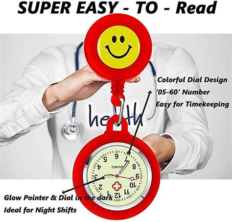Nurse Fob Watch Clip On Hanging Retractable Medical Pocket Watch For Men Women Pointer Glow