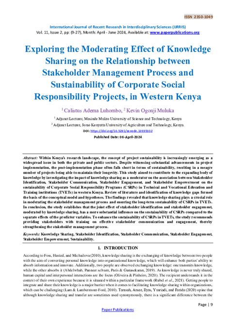 Pdf Exploring The Moderating Effect Of Knowledge Sharing On The Relationship Between