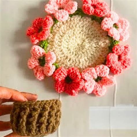 Puff Flower Crochet Coaster With Pot Pattern Diy Crafts