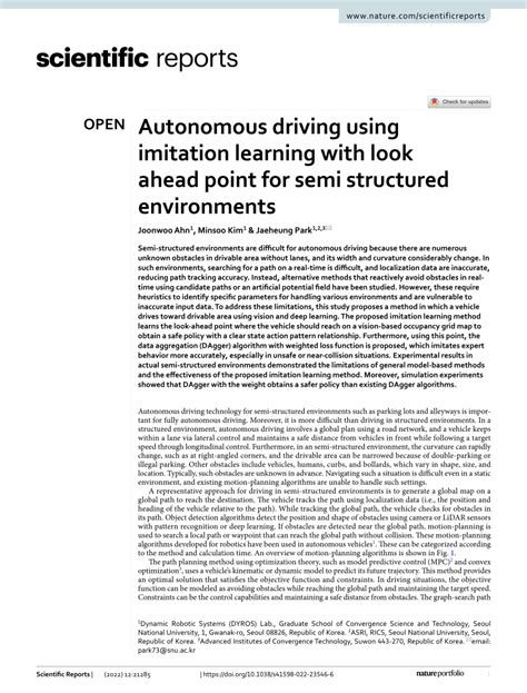 Pdf Autonomous Driving Using Imitation Learning With Look Ahead Point For Semi Structured