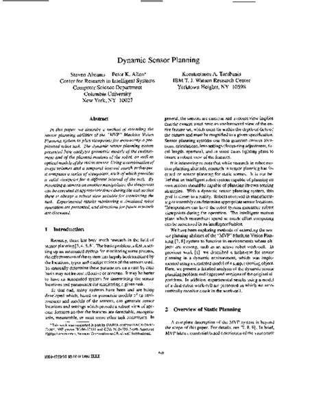Pdf Dynamic Sensor Planning