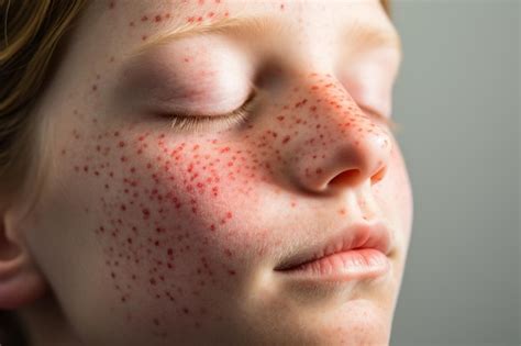 Premium Ai Image A Young Girl With Red Spots On Her Face