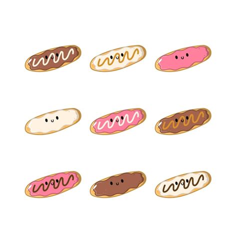Premium Vector Cute Collection Of Eclairs