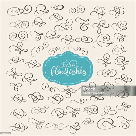뾰족한 펜 잉크 서 예 스타일에 대 한 번 창 소용돌이 화려한 장식의 집합입니다 퀼 펜 Flourishes 서 예 그래픽 디자인 엽서 메뉴 청첩장 로맨틱 스타일 벡터