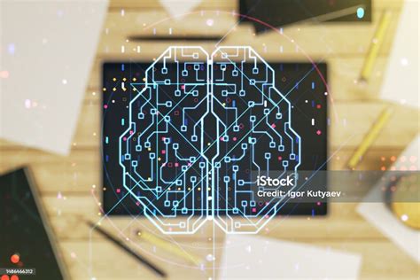 인간의 두뇌 스케치와 현대적인 디지털 태블릿을 배경으로 한 창의적인 인공 지능 개념 이중 노출 0명에 대한 스톡 사진 및 기타 이미지 Istock