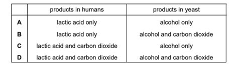 Igcse Biology 0610 12 3 Anaerobic Respiration Igcse Style Questions Paper 1