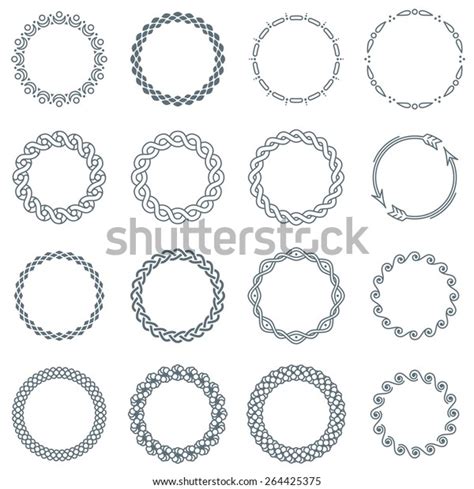 Collection 16 Symmetric Round Decorative Frames Stock Vector Royalty Free 264425375