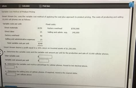 solved print item calculator ebook variable cost method of