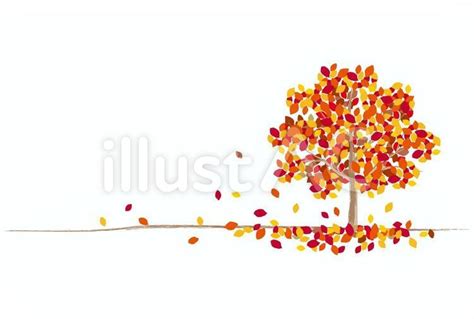 秋／紅葉した木と落ち葉イラスト No 521179｜無料イラスト・フリー素材なら「イラストac」