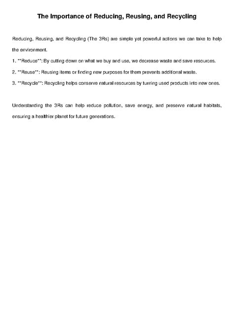 Reducing Reusing Recycling The Importance Of Reducing Reusing And Recycling Reducing