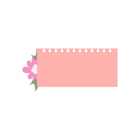 Cute Memo Notebook With Flower Paper Frame For Text Planner Sticker Element Sticky Flat Vector
