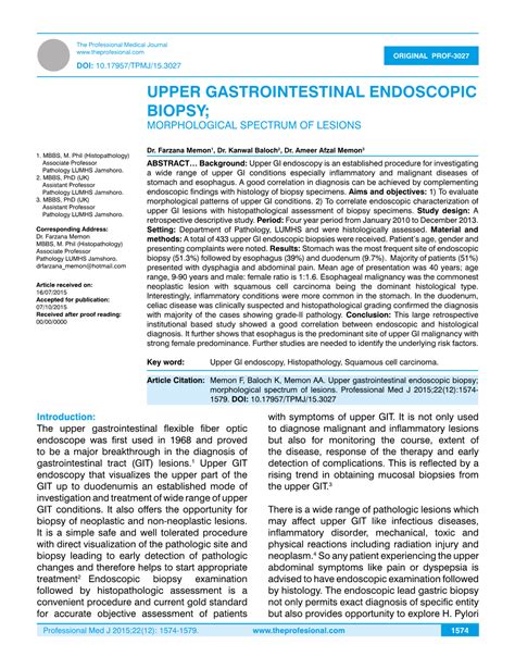 Upper Gastrointestinal Endoscopic Biopsy Morphological Spectrum Of Lesions Docslib
