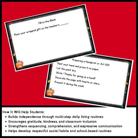 Teacher Appreciation Adl Sequencing Life Skill Task Card Adult Speech Therapy