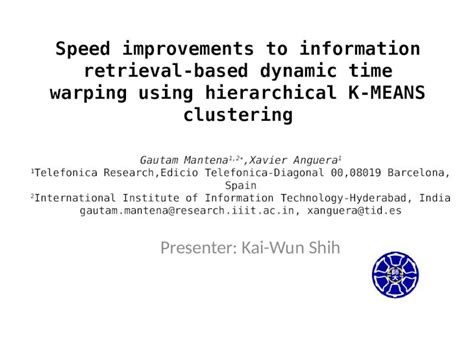 Pptx Speed Improvements To Information Retrieval Based Dynamic Time