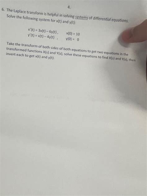 Solved 6 The Laplace Transform Is Helpful In Solving Chegg Com