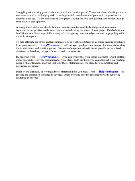Thesis Statement Examples For Reaction Papers Pdf