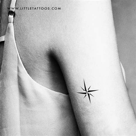Minimalist Compass Temporary Tattoo Set Of 3 Littletattoos