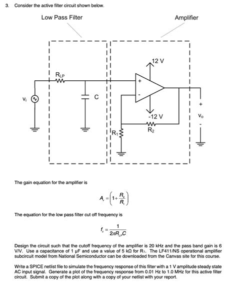 Solved 3 Consider The Active Filter Circuit Shown Below Chegg Com
