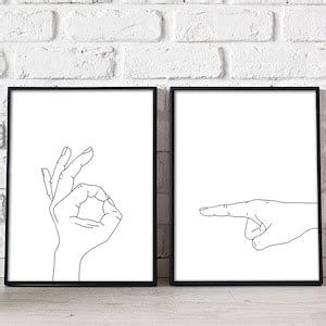 Funny Sex Hand Gestures Sexy Wall Art Above Bed Art Set Of Prints Extra Large Wall Art