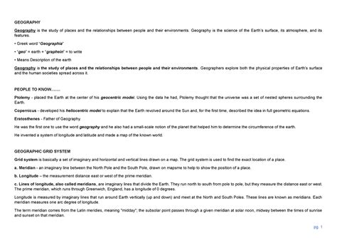 Geography Notes GEOGRAPHY Geography Is The Study Of Places And The Relationships Between