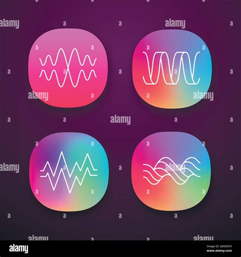 Sound Waves App Icons Set Audio Waves Music Frequency Voice Line Overlapping Soundwaves
