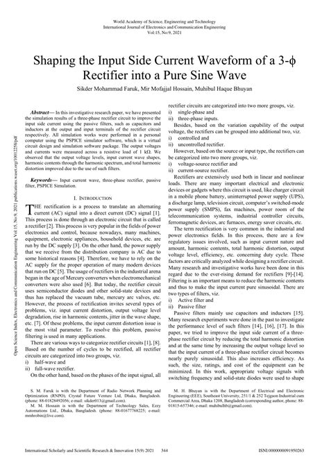 Pdf Shaping The Input Side Current Waveform Of A 3 ϕ Rectifier Into A