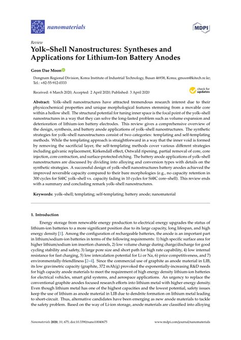Pdf Yolk Shell Nanostructures Syntheses And Applications For Lithium