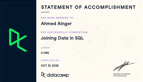 ‏sql Dataanalytics Learningjourney Datacamp‏ ‏ahmed Alnger‏ ‏٢٢