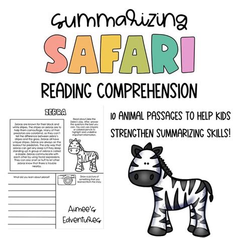 Reading Comprehension Passages Activity Summarizing Safari Retell Reading Comprehension