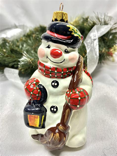 ᐉ Прикраса на ялинку скляна Сніговик з ліхтарем 13х7 5 см F 197 1 • Краща ціна в Києві