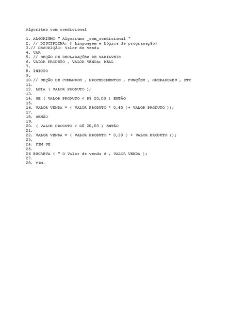 Algoritmo Com Condicional Algoritmo Com Condicional ALGORITMO Algoritmo Com Condicional