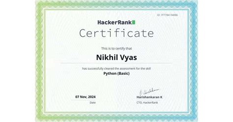 Nikhil Vyas On Linkedin Hackerrank Skill Certificate
