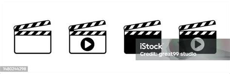클래퍼 보드 아이콘 세트입니다 영화 촬영 클래퍼 보드 벡터를 열었습니다 영화 영화 기호입니다 벡터 스톡 그림입니다 감독에 대한