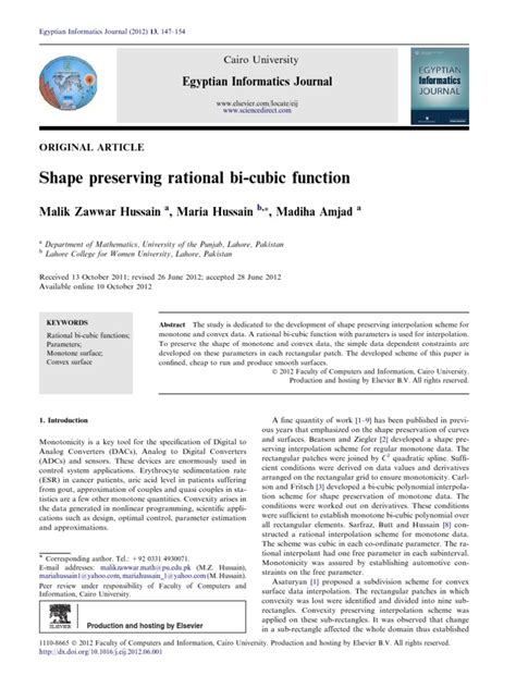 Shape Preserving Rational Bi Cubic Function Pdf Interpolation