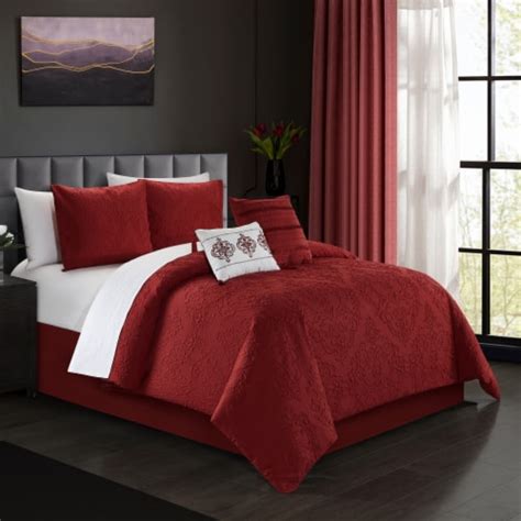 Magna 5 Piece Comforter Set Embossed Medallion Scroll Pattern Design
