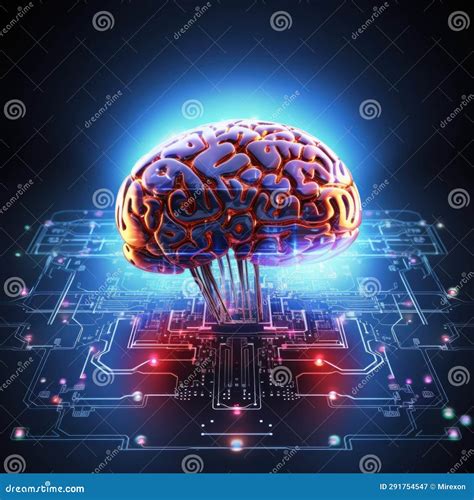 Artificial Intelligence Brain With Board Circuit Concept Stock Illustration Illustration Of